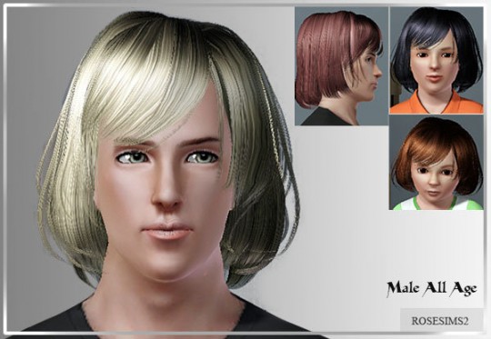 Rumpled bob with bangs by Rose Sims - Sims 3 Hairs