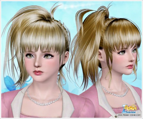 Fancy ponytail hairstyle ID 761 by Peggy Zone - Sims 3 Hairs