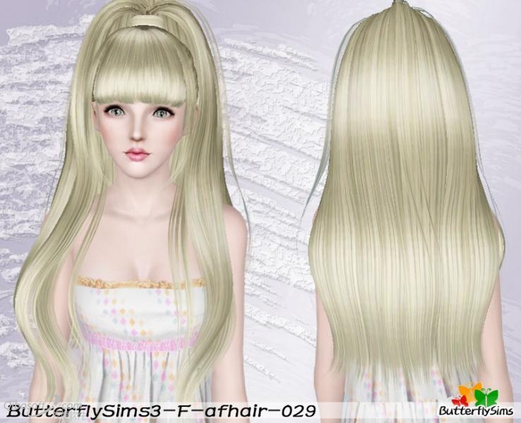 Huge wrapped ponytail with bangs - Hair 29 by Butterfly - Sims 3 Hairs