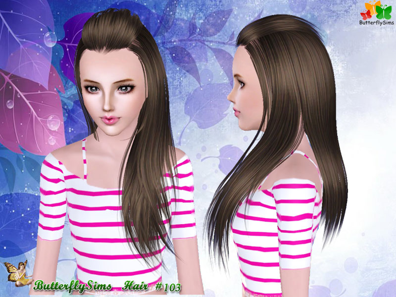 Rolled bangs hairstyle103 by Butterfly - Sims 3 Hairs