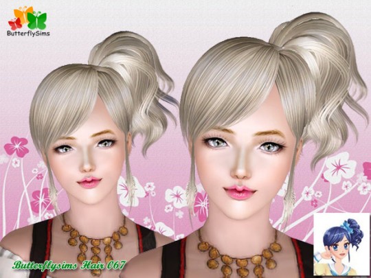 High ponytail - hair 067 by Butterfly - Sims 3 Hairs