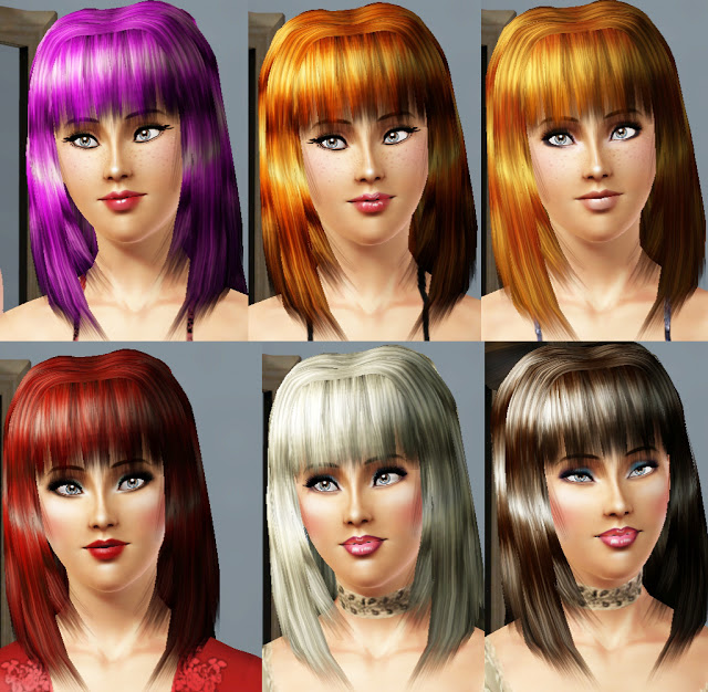 Layered hairstyle with bangs - Lilia hair by Sintiklia - Sims 3 Hairs