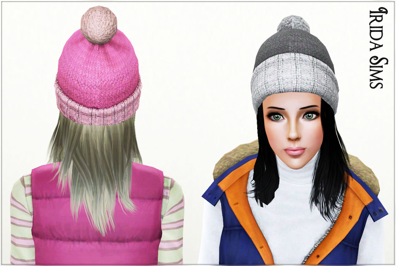 Hair with winter cap by Irida - Sims 3 Hairs