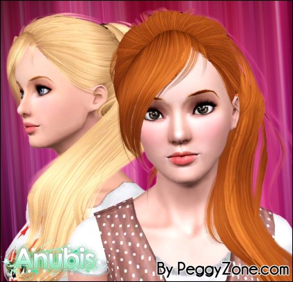 Side ponytail hairstyle Peggy`s 55 retextured by Anubis - Sims 3 Hairs