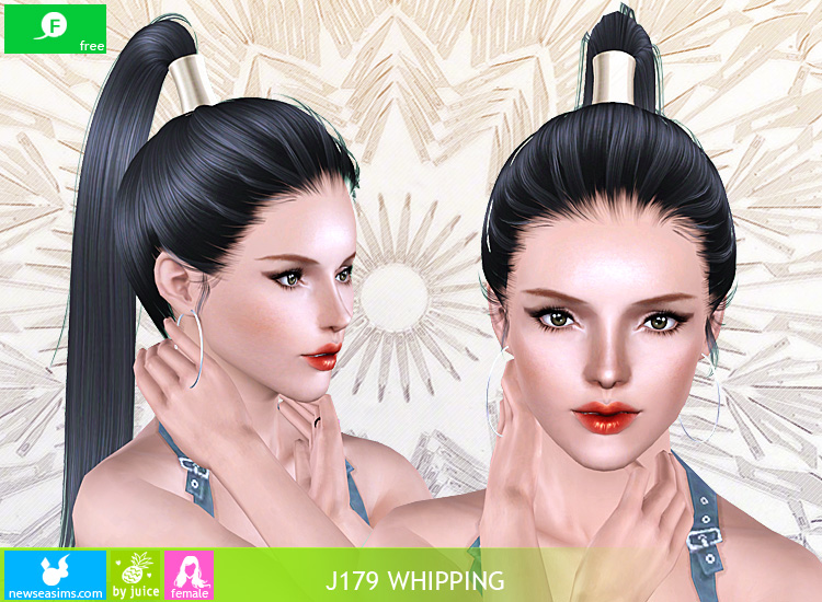 High ponytail hairstyle J179 Whipping by NewSea - Sims 3 Hairs