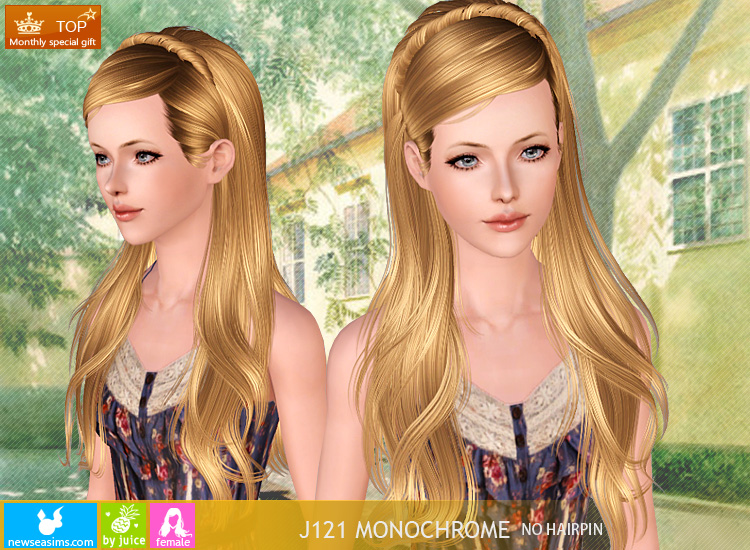 Twisted crown with hairclip J121 Monochrome by NewSea - Sims 3 Hairs