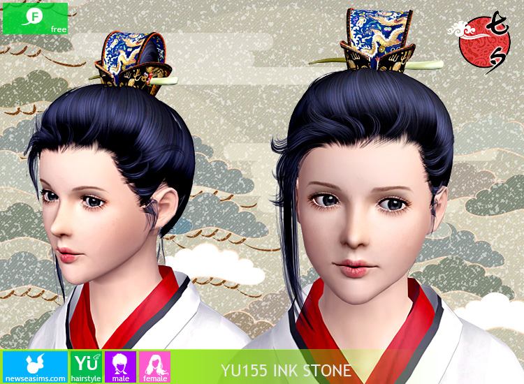 Asian hairstyle YU155 Ink Stone by NewSea - Sims 3 Hairs