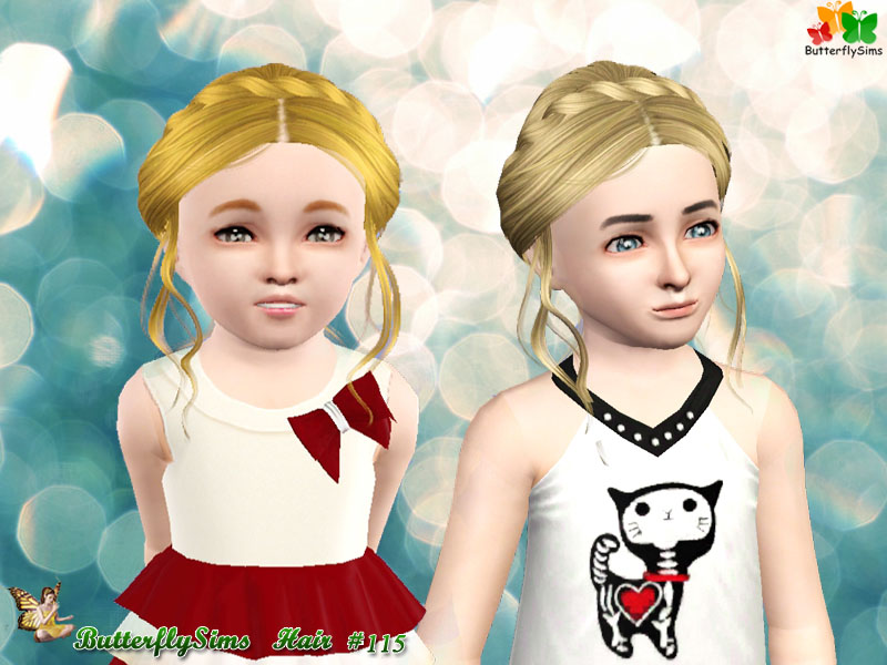 Braided crown hairstyle 115 by Butterfly - Sims 3 Hairs