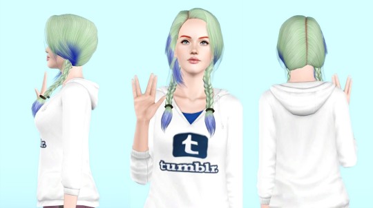 Double braids hairstyle retextured by Rayne`s factory - Sims 3 Hairs