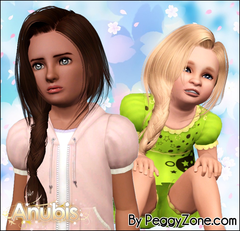 Side fishtail hairstyle Peggy`s 621 retextured by Anubis - Sims 3 Hairs
