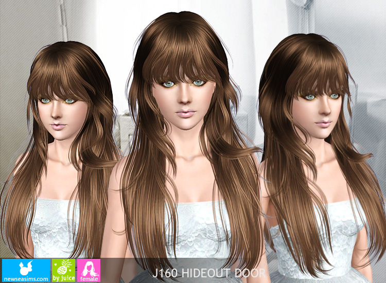 Cute layered bangs hairstyle J160 HideoutDoor by NewSea - Sims 3 Hairs