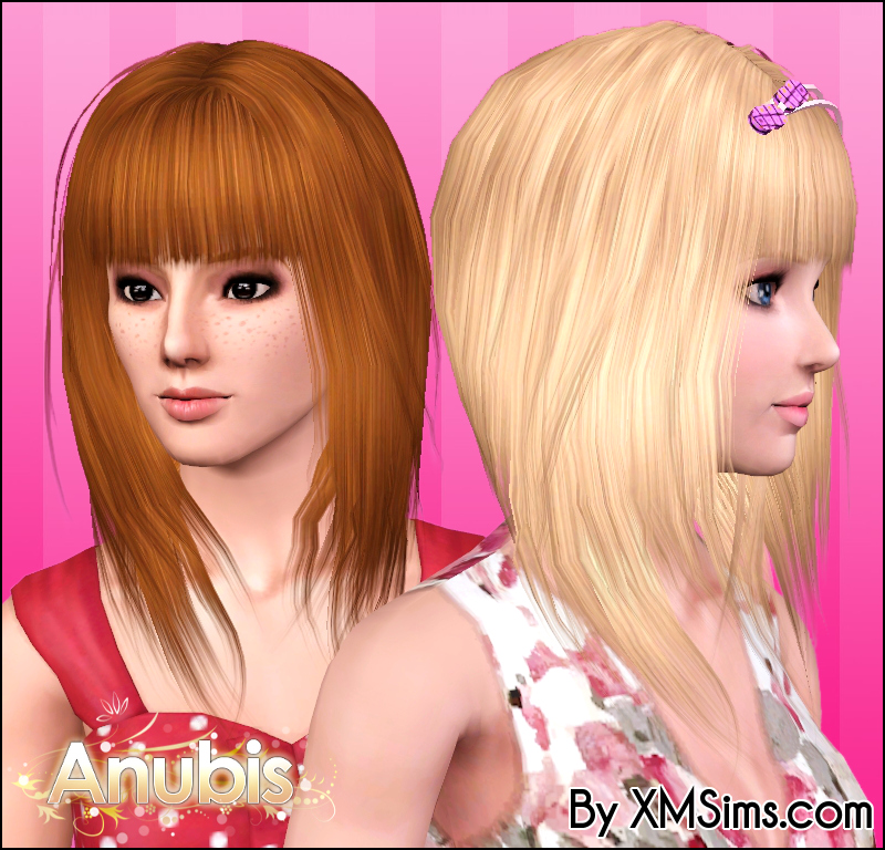 Jagged edges with bangs XM 29&30 hairstyle retextured by Anubis - Sims ...