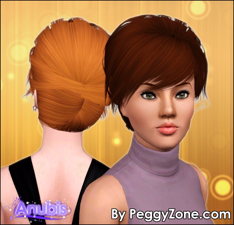 Formal bun hairstyle Peggy`s 483 retextured by Anubis - Sims 3 Hairs