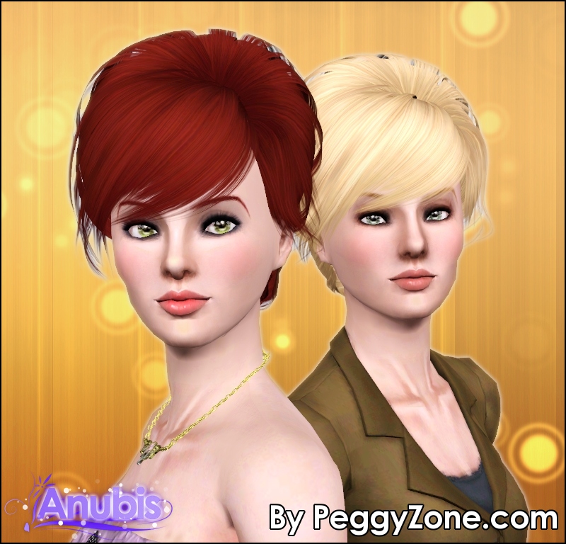 Formal bun hairstyle Peggy`s 483 retextured by Anubis - Sims 3 Hairs