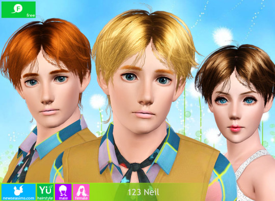 Crepe hairstyle 123 Neil by NewSea - Sims 3 Hairs