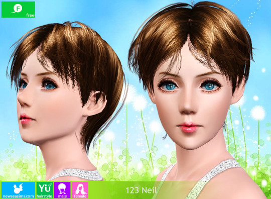 Crepe hairstyle 123 Neil by NewSea - Sims 3 Hairs