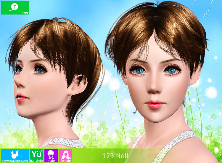 Crepe hairstyle 123 Neil by NewSea - Sims 3 Hairs