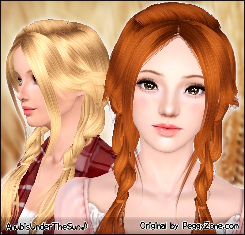 Double light braids Peggy`s hairstyle retextured by Anubis - Sims 3 Hairs