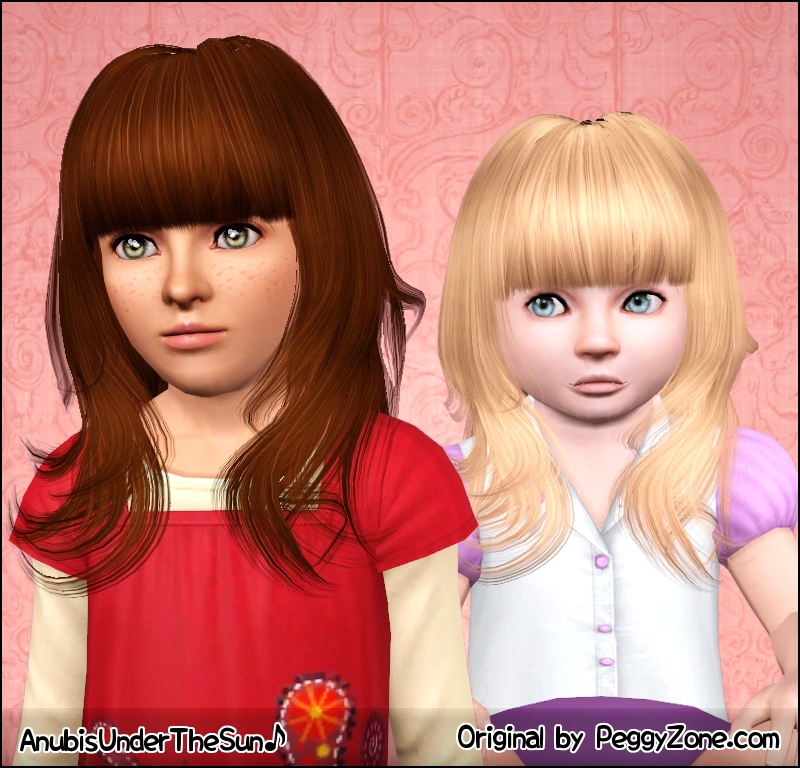 Blunt bangs and long layers Peggy`s 742 retextured by Anubis - Sims 3 Hairs