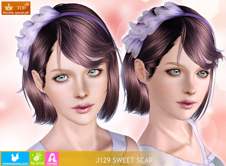 Flower headband hairstyle J129 SweetScar by NewSea - Sims 3 Hairs