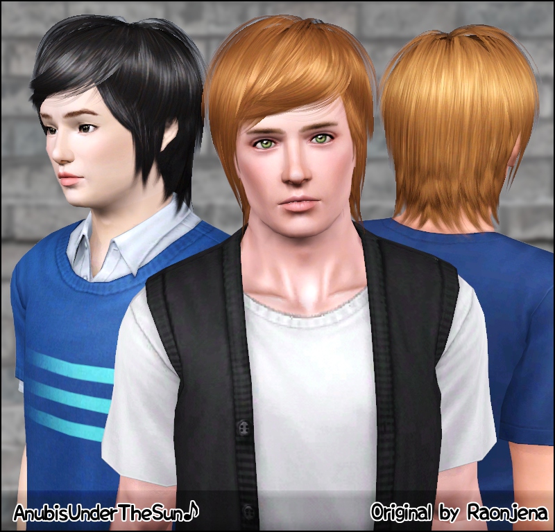 Casual hairstyle Raonjena 011 retextured by Anubis - Sims 3 Hairs