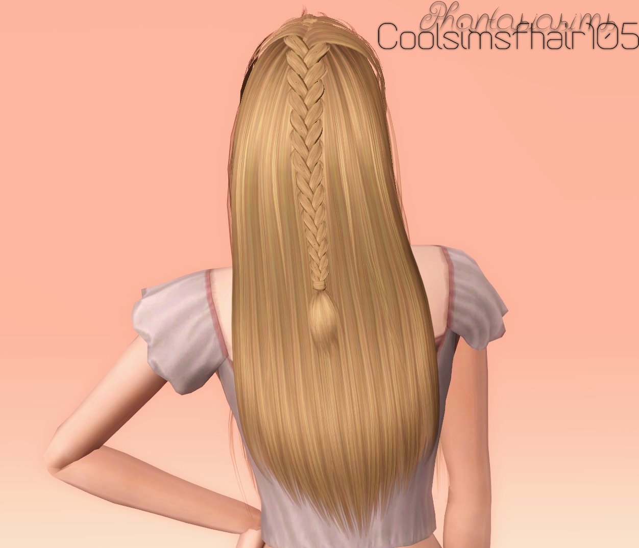 Half braided hairstyle Coolsims 105 Retextured by Phantasia - Sims 3 Hairs