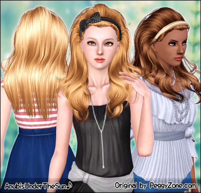 Thrown Back With Bow Peggy`s 0905 Hairstyle Retextured By Anubis Sims