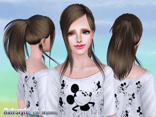 High ponytail hairstyle 170 by Skysims - Sims 3 Hairs