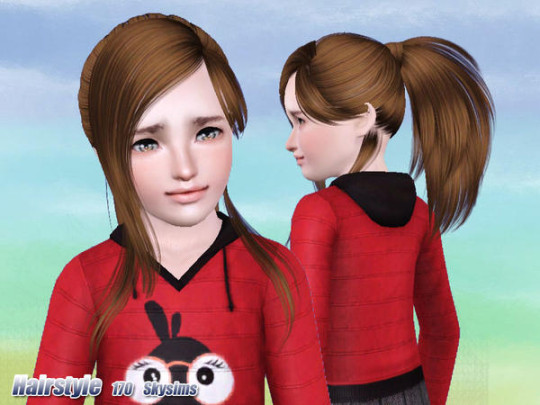 High ponytail hairstyle 170 by Skysims - Sims 3 Hairs