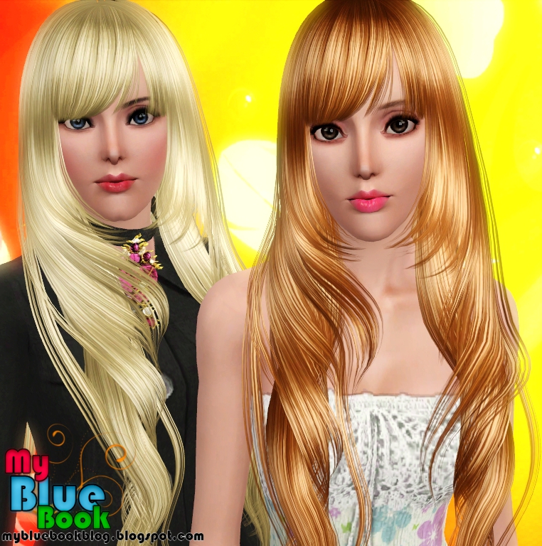 Straight with bangs hairstyle retextured by TumTum Simiolino - Sims 3 Hairs