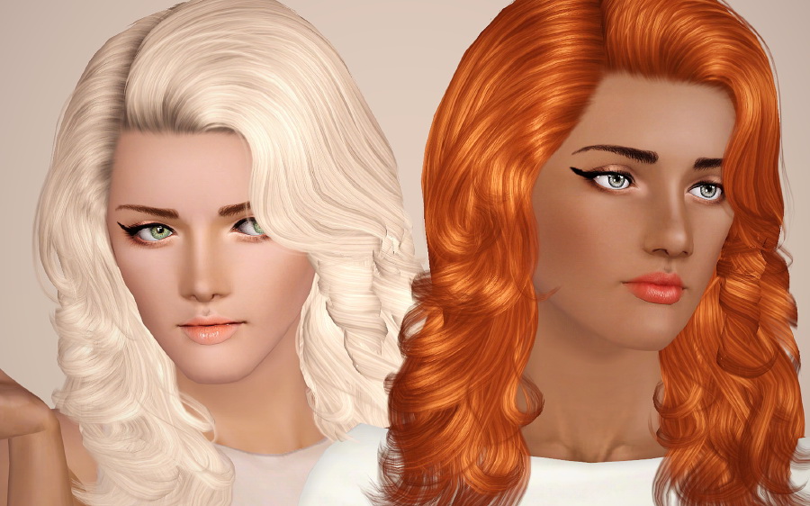 Cazy`s Porcelain heart Curly hairstyle retextured by Brad - Sims 3 Hairs
