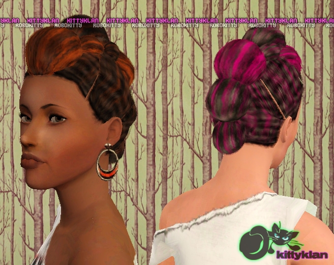 Bunhawks or roll and tuck frohawks hairstyle by robokitty - Sims 3 Hairs