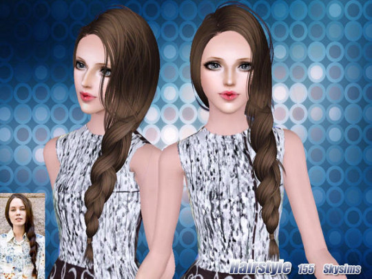 Side big braid hairstyle 15 by Skysims - Sims 3 Hairs