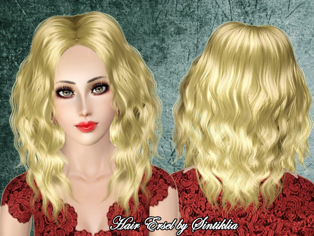 Wavy middle part hairstyle Ersel by Sintiklia - Sims 3 Hairs