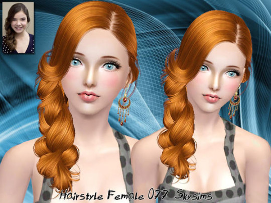 Elegant side braid hairstyle 077 by Skysims - Sims 3 Hairs