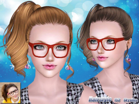 Side high ponytail hairstyle 153 by Skysims - Sims 3 Hairs