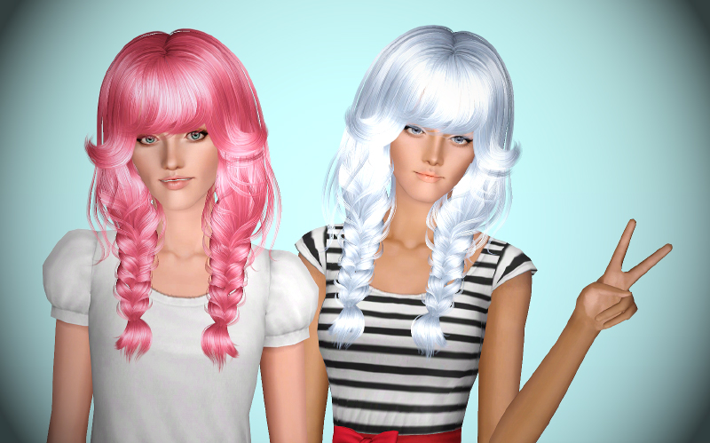 Double braids with bangs hairstyle Newsea`s Becky retextured by Brad ...
