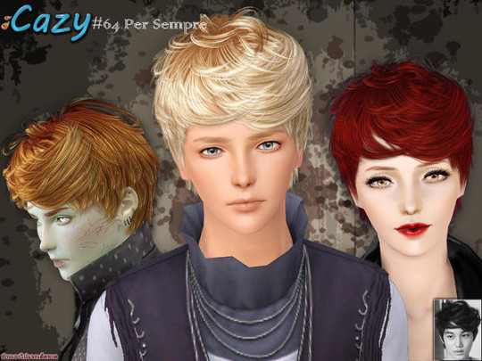 Fashion rocker hairstyle Per Sempre by Cazy - Sims 3 Hairs