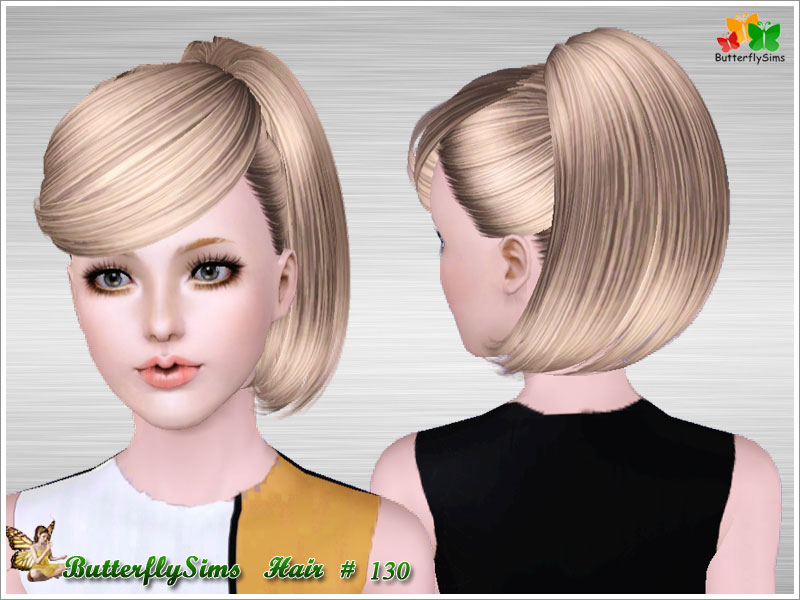 Modern ponytail hairstyle 130 by Butterfly - Sims 3 Hairs
