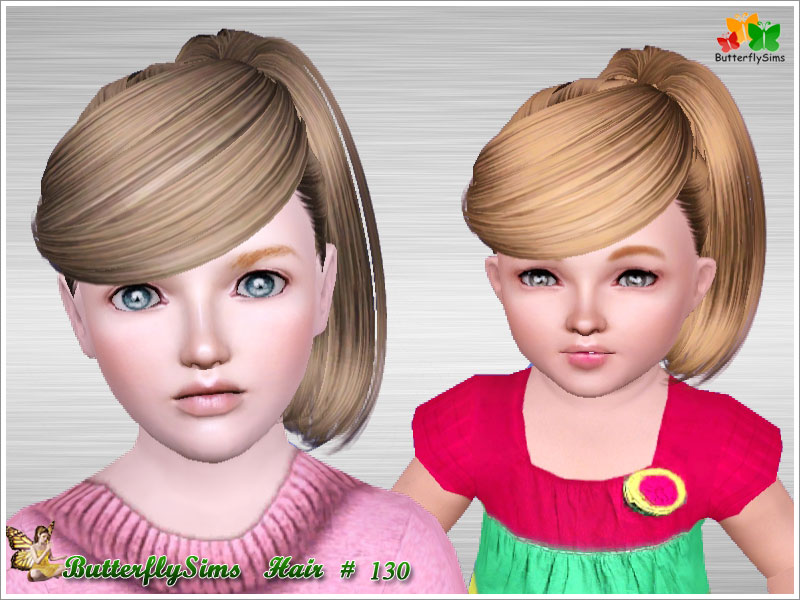 Modern ponytail hairstyle 130 by Butterfly - Sims 3 Hairs