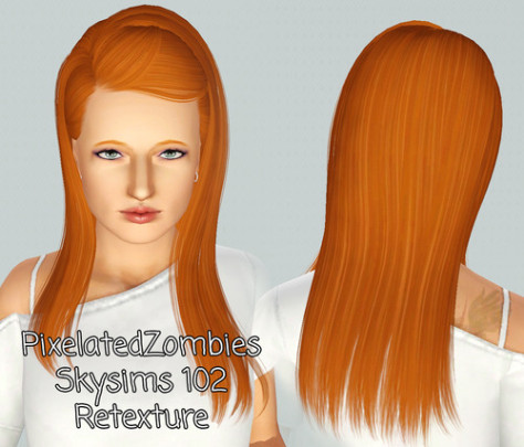 Skysims 102 hairstyle retextured by Pixelated Zombies - Sims 3 Hairs
