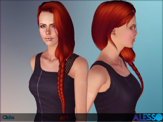 Cliche dimensional braid hairstyle by Alesso - Sims 3 Hairs