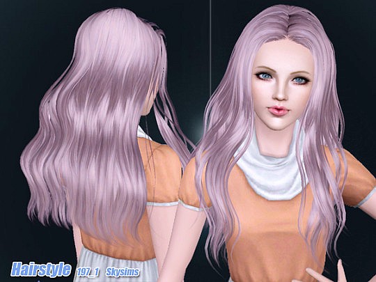 Wavy middle part hairstyle 197-1 by Skysims - Sims 3 Hairs