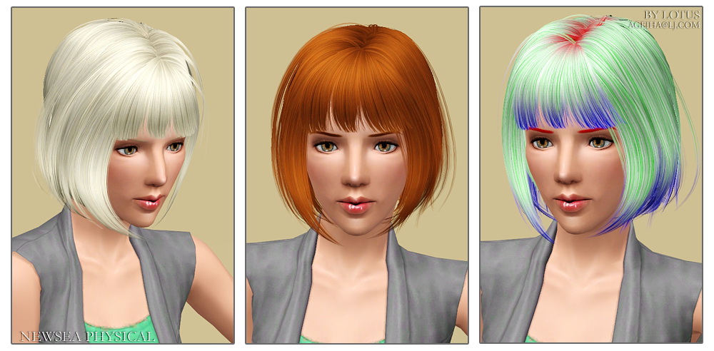 NewSea`s Physical hairstyle retextured by Lotus - Sims 3 Hairs