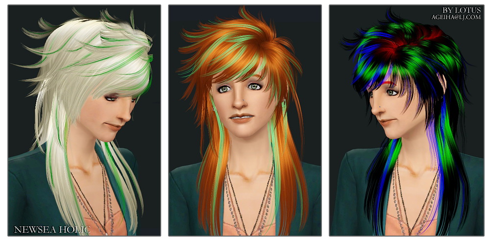 NewSea Holic and Emerald hairstyles retextured by Lotus - Sims 3 Hairs