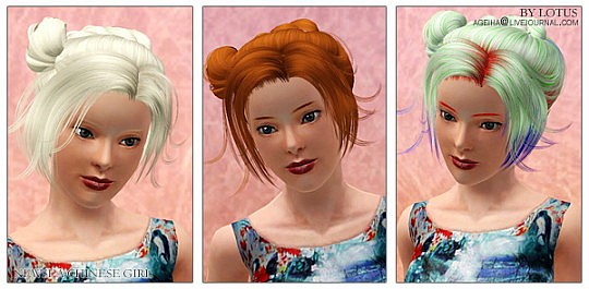 NewSea`s Chinese Girl hairstyle retextured by Lotus - Sims 3 Hairs