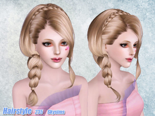 Braided crown and tail hairstyle 235 by Skysims - Sims 3 Hairs