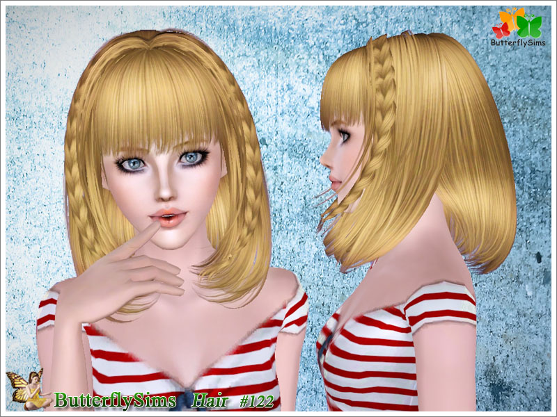 Bob with braids Hairstyle 122 by Butterfly Sims - Sims 3 Hairs