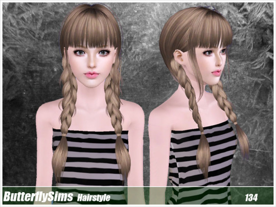 Two braids hairstyle 134 by Butterfly Sims - Sims 3 Hairs