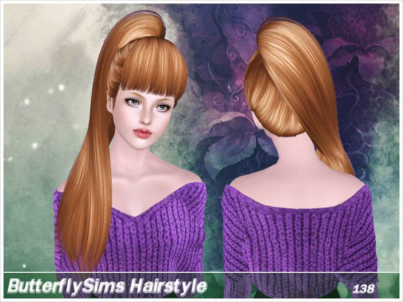 Side ponytail hairstyle138 by Butterfly Sims - Sims 3 Hairs